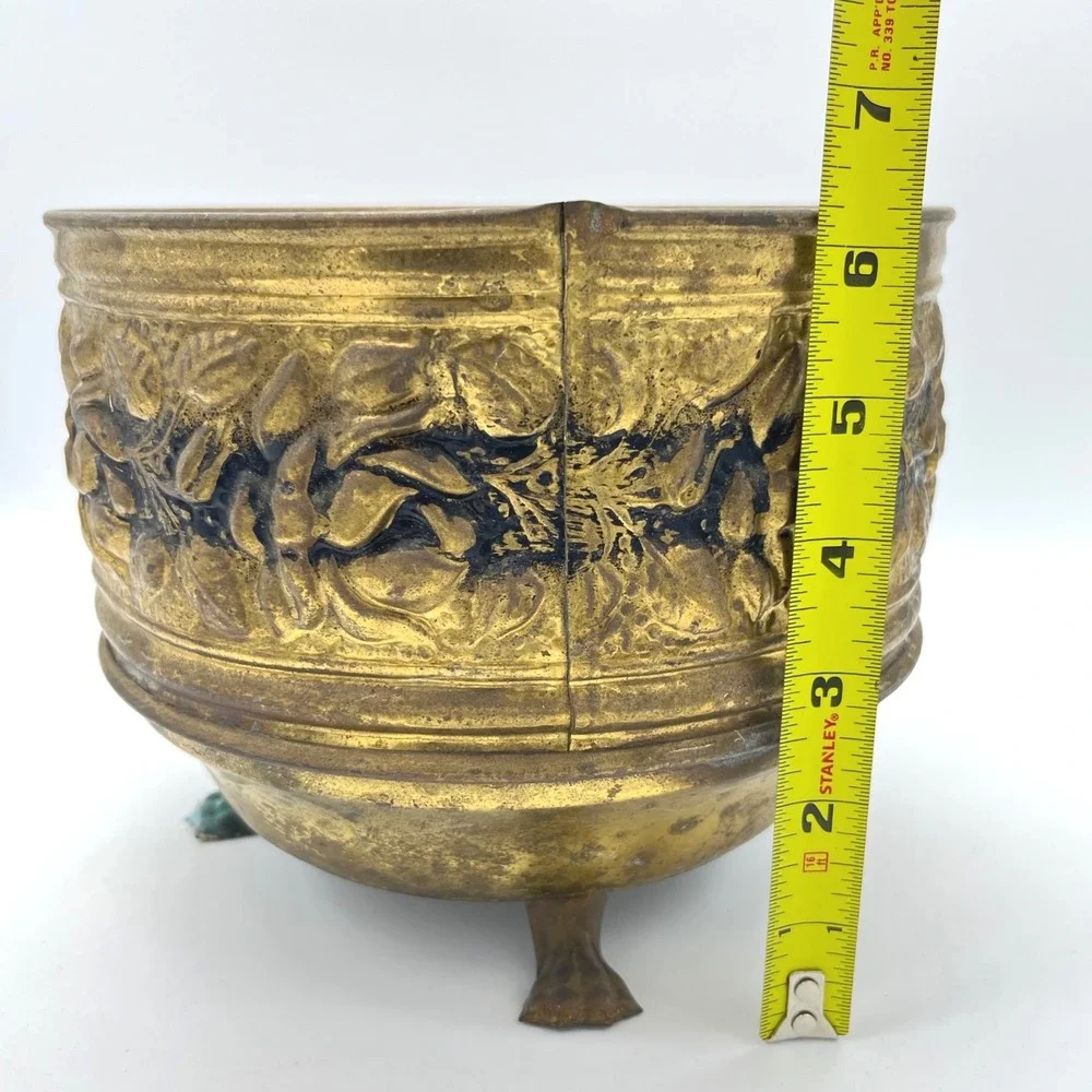 Accents | Vintage Made In England Embossed Brass Claw Foot Jardiniere ...